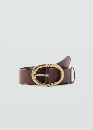 Mango Ceinture boucle m&eacute;tallique textur&eacute;e marron - Femme - XL - MANGO