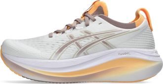 Asics Gel-Nimbus 27 Damen-Laufschuh, Wei&szlig;/Rehkitz, 39.5 EU