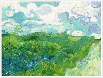 Posterlounge Grüne Weizenfelder, Auvers Poster von Vincent van Gogh 40 x 30 cm Grün Wandbilder Wanddeko