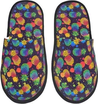 Generic Pantoufles De Voyage Ananas Color&eacute;s Peluche Fourrure Pantoufles Cozy Maison Slippers Pour Femmes Voyage Int&eacute;rieur L