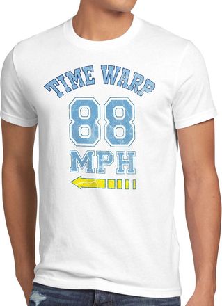 style3 Time Warp 88mph Herren T-Shirt Zukunft McFly Marty Gamer College, Gr&ouml;&szlig;e:XL, Farbe:Wei&szlig;
