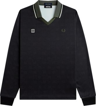 Fred Perry Homme, Tops, Noir, Taille: XL Polo Imprim&eacute; Manches Longues