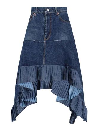 sacai Jupe Midi - Bleu