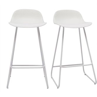 Miliboo Design-Barhocker wei&szlig; H65 cm (2er-Satz) ELLA