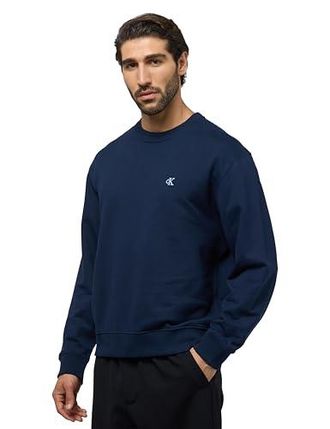 Calvin Klein Ls EU 350terry Monogram CN Swtsh Lv04rc296g Sweatshirts, Blue(Dark Sapphire), M Homme