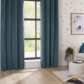 Atmosphera Atmosphera - Rideau occultant Th&eacute;a - Bleu &eacute;g&eacute;en - 140x260 cm