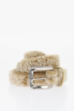 Dsquared2 Suede Belt with Fur Detailing 40mm size 75