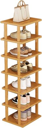 Generic 5/6/7/8 Etagen Bambus-Schuhregal, Hohes Schmales Schuhregal, Vertikales, Platzsparendes, Für Eingangsbereich, Flur, Wohnzimmer 8 Ebenen(7)