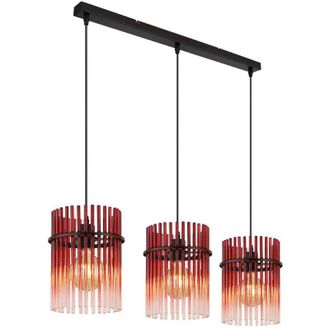 Globo Lighting Pendelleuchte H&auml;ngelampe Esszimmerleuchte Glas 3-Flammig Deckenleuchte Rot