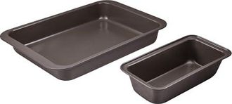 Bergner BAKING LOVERS - Set 2PC de Horno Acero al Carbono - Incluye Moldes de 42x29x6 cm y 27.5x14x6.8 cm - Ilag Essential de 2 Capas - Diseño Chocolate - Lib
