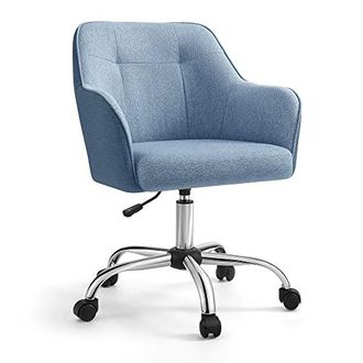 Songmics Homeoffice Stuhl, Drehstuhl, Schreibtischstuhl, höhenverstellbar, bis 110 kg belastbar, atmungsaktiver Stoff, für Arbeitszimmer, Schlafzimmer, blau OB