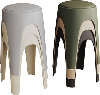 Generic 18.9Zoll stapelbare St&uuml;hle mit gepolsterten Sitzen, Runde Nesting Plastik f&uuml;r Flexible Klassenzimmer, Familie Versammlung, Langlebige R&uuml;ckenlose, Bunt