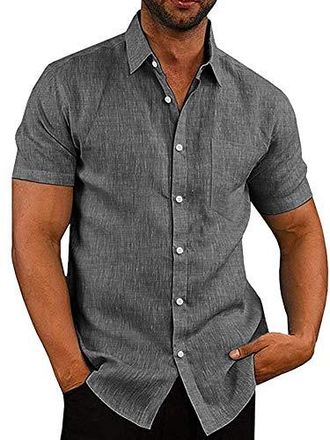 Coofandy Chemise d&eacute;contract&eacute;e &agrave; Manches Longues pour Homme - - XX-Large