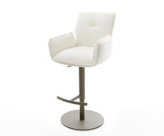 DELIFE Barstuhl Nela-Flex Boucl&eacute; Soft Beige Drehfu&szlig; h&ouml;henverstellbar Metall Titanfarben, Barst&uuml;hle