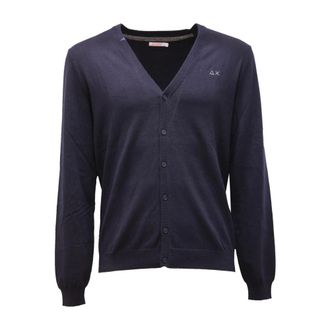 Sun 68 Cardigan Uni - - Knitwear - Herren - Blau - 3XL