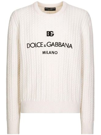 Dolce & Gabbana pull en maille torsad&eacute;e &agrave; col rond - Blanc