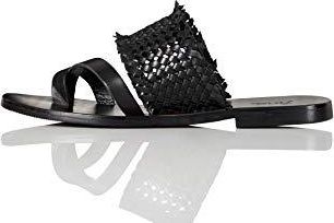 Find. Marque Amazon - FIND Flat Toe Thong Weave Leather Sandal Bout Ouvert, Noir (Black), 39 EU