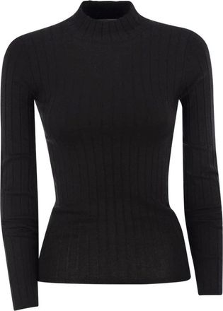 Brunello Cucinelli Femme, Pulls, Noir, Taille: 40 FR Maille Large en Cachemire et Soie &Eacute;tincelant