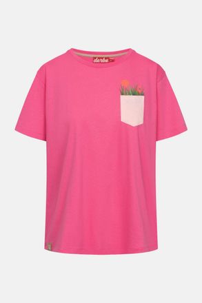 Derbe Derbe T-Shirt D&uuml;nenbl&uuml;mchen Damen Pink Brusttasche GOTS O