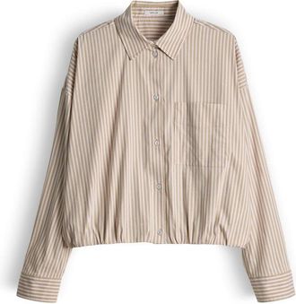 OPUS Langarmbluse FRESA aus BCI Cotton Mix Lockere Passform, ovaler Schnitt, &uuml;berschnittene Schulter