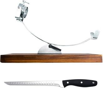 Nerthus Kitchenware FIJ 956 Jambonier T&ecirc;te Rotative et Base R&eacute;glable avec Couteau &agrave; Jambon