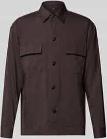 HUGO BOSS Regular Fit Overshirt aus Leinen-Mix