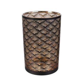 The Home Deco Factory HD9026 Vase D&eacute;coratif Aster en Verre - Con&ccedil;u pour Dynamiser Votre Int&eacute;rieur - Ambiance Chaleureuse - Dimensions 20 cm - Couleur Noir-Cuivre