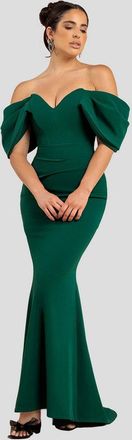 Goddiva Maxikleid Off The Shoulder Draped Sleeve Maxi Dress langes Kleid