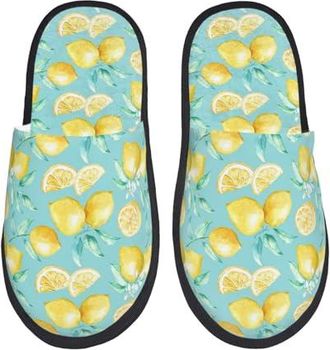 Generic Imprimé Citron Jaune Pantoufles Moelleuses Légères Pantoufle Maison Chaussures Pour Femme Intérieur Homme L