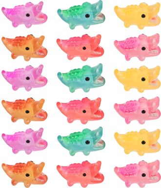 Hemoton Leuchtende Miniatur Tierfiguren aus Kunstharz - 18 St&uuml;ck mit Kleinen Krokodil Dekorationen f&uuml;r Bonsai und Gartenlandschaften Zuf&auml;llige Farbe