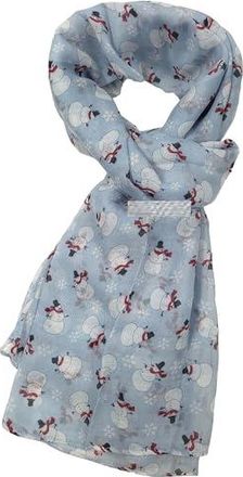 GFM Écharpe imprimée sur le thème de Noël - bonhomme de neige- (CHRISSCF-1), (Xmas-03-A16)