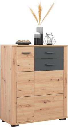 Xora Schuhschrank, Anthrazit, Eiche, Holzwerkstoff, 4 F&auml;cher, 1 Schubladen, 85x105x38 cm, Beim&ouml;bel erh&auml;ltlich, Garderobe, Schuhaufbewahrung, Schuhschr&auml;nke