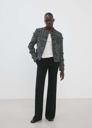 Mango Veste tweed bords effiloch&eacute;s noir - Femme - XS - MANGO