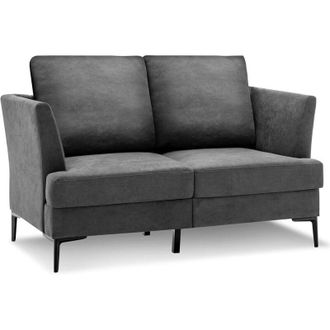 Costway Doppelsofa 2 Sitzer modern, Stoffsofa Polstersofa Sofa grau f&uuml;r 2-3 Personen, Loungesofa Couch im Wohnzimmer, Schlafzimmer - Costway