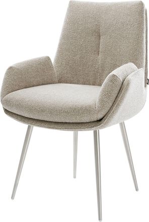 DELIFE Polsterstuhl Clea-Flex 4-Fu&szlig; konisch Edelstahl Webstoff Soft Beige