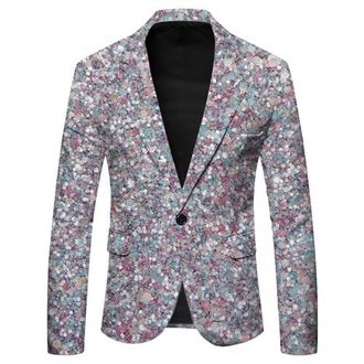 Generic Veste pour homme - Impression 3D - Aspect paillettes - Multicolore - Coupe ajust&eacute;e - Un bouton - Pour carnaval, f&ecirc;te, discoth&egrave;que, Nouvel An, 007., 3X