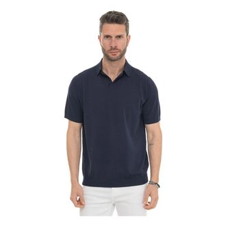Hindustrie Meta-Cot/Silk Jersey Polo Shirt - - Tops - Herren - Blau - L