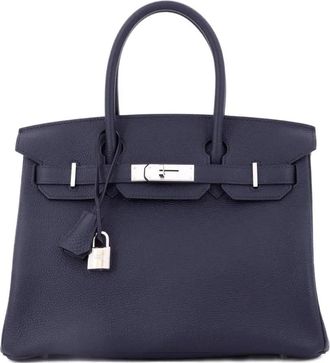 Herm&egrave;s Birkin Handbag Blue Togo with Palladium Hardware 30 tote bag - Blau