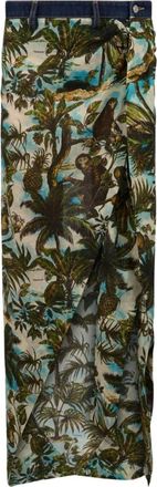 Dsquared2 Femme, Jupes, Multicolore, Taille: 34 FR Monkey Business Long Denim Skirt