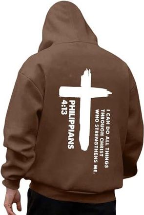 Generic Sweat a Capuche Homme Sweatshirt Hooded Sweatshirt Homme avec Design Imprim&eacute; de Dieu, Capuche et Manches Longues pour Confort Quotidien
