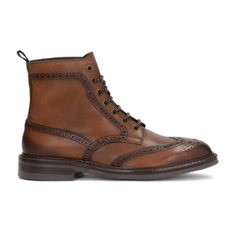 Kazar Braune Schn&uuml;rstiefel mit Brogue-Dekoration - - Shoes - Herren - Braun - 40 EU