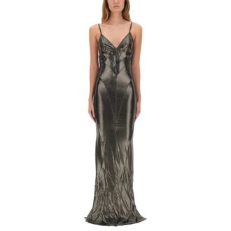 Rick Owens Femme, Robes, Gris, Taille: 40 FR Metallic Long Dress