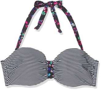 s.Oliver Damen B&uuml;gel-Bandeau-Top JPF-48 Bikinioberteil, per Pack Schwarz (schwarz-wei&szlig; gestreift 12343), 42 (Herstellergr&ouml;&szlig;e: 42D)