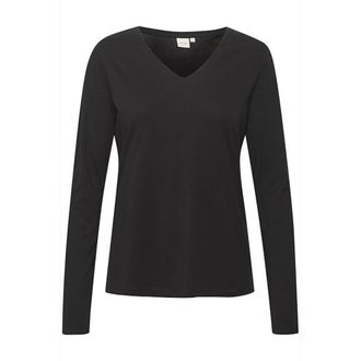 Cream Naia Langarm T-Shirt Pitch Black - - Tops - Damen - Schwarzk - 2XL
