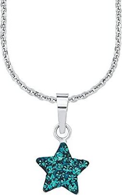 Amor collier avec pendentif en argent sterling 925 filles enfants collier, avec verre de cristal, 35+3 cm, argent, étoile, Livré dans une boîte cadeau de b