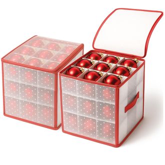Com-Four 2X Aufbewahrungsbox f&uuml;r insgesamt 54 Weihnachtskugeln - Christbaumschmuck-Sortierbox - Christbaumkugeln- und Weihnachtsdeko-Organizer - Aufbewahrung f