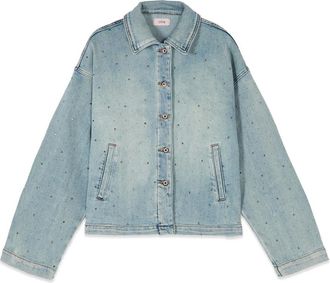 Oltre Femme, Vestes, Bleu, Taille: 40 FR Veste en jean avec cristaux