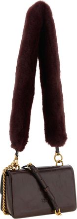 Pinko Love One Calfskin Leather Shoulder Bag - Burgundy