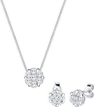 Elli Parures - Femme - Fleur - Argent 925 - Oxyde de Zirconium - Blanc - 0905781016_45 - 45cm