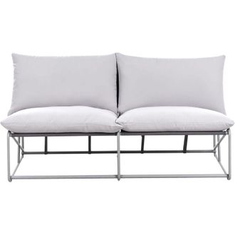Beliani Canap&eacute; Bas 2 Places en M&eacute;tal Assise Large avec Coussins dAssise et Dossier Mobilier Int&eacute;rieur et Ext&eacute;rieur Sans Accoudoirs Jardin Gris Pico
